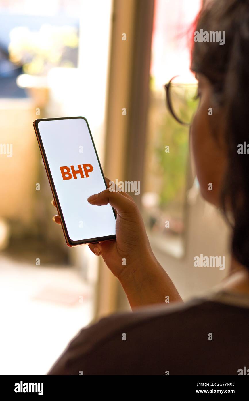 West Bangal, India - October 09, 2021 : BHP logo on phone screen stock ...