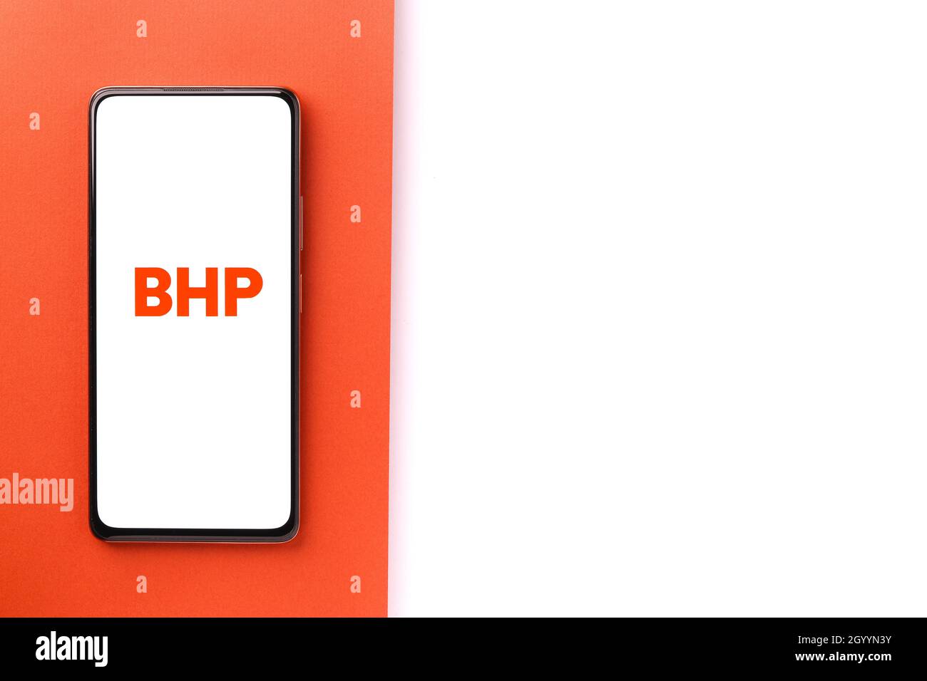 West Bangal, India - October 09, 2021 : BHP logo on phone screen stock ...