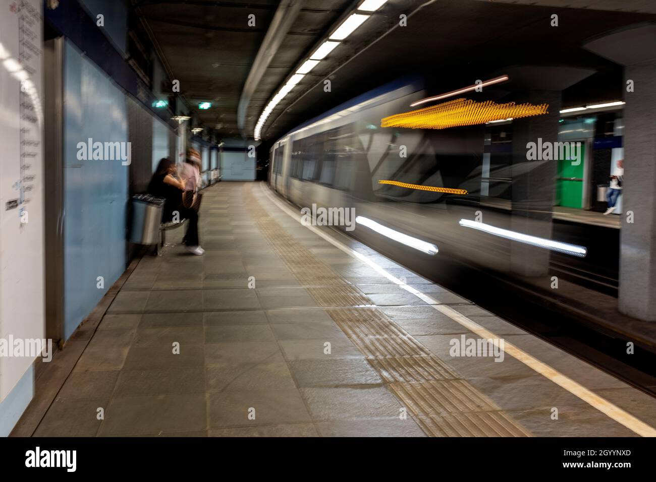 Rotterdam, Netherlands. Long time exposure during the arrival of an ...