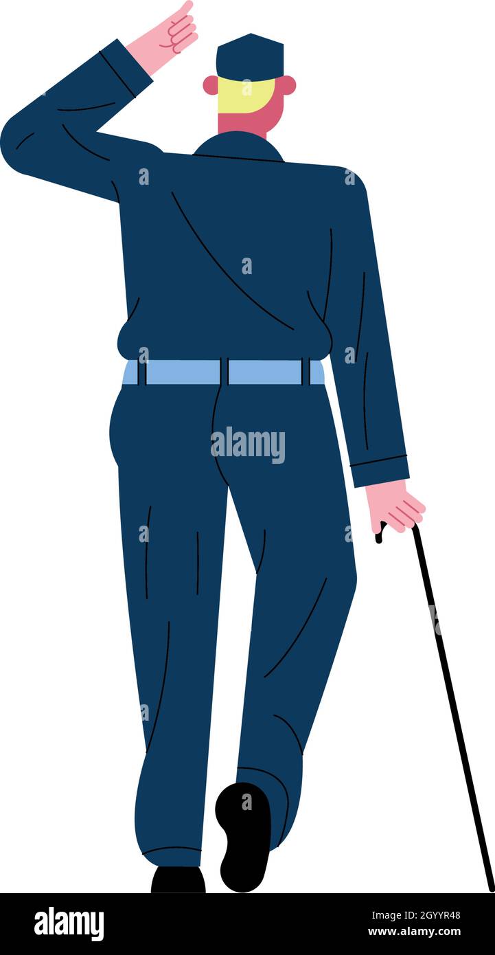 veteran walking with cane character Stock Vector Image & Art - Alamy
