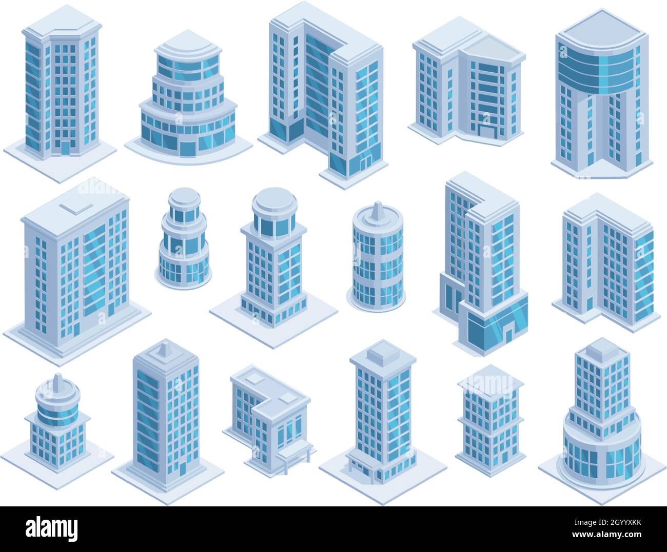 Isometric city urban skyscrapers, buildings and modern architecture ...