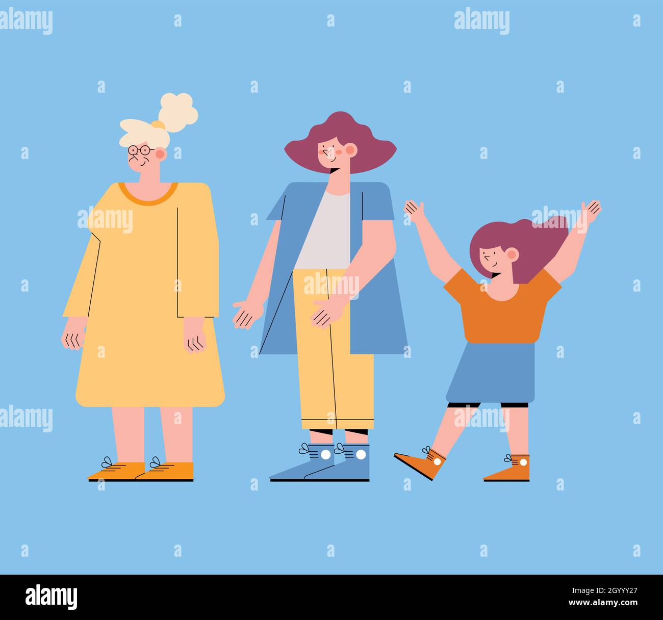 three family female members characters Stock Vector Image & Art - Alamy