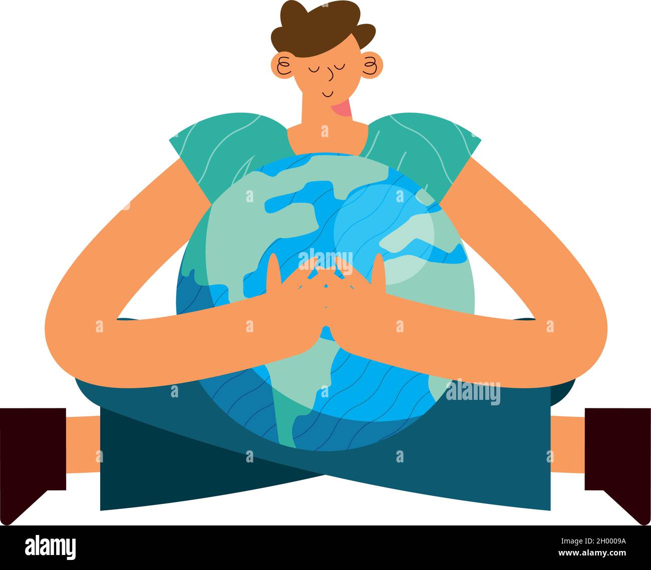 man seated lifting earth character Stock Vector Image & Art - Alamy