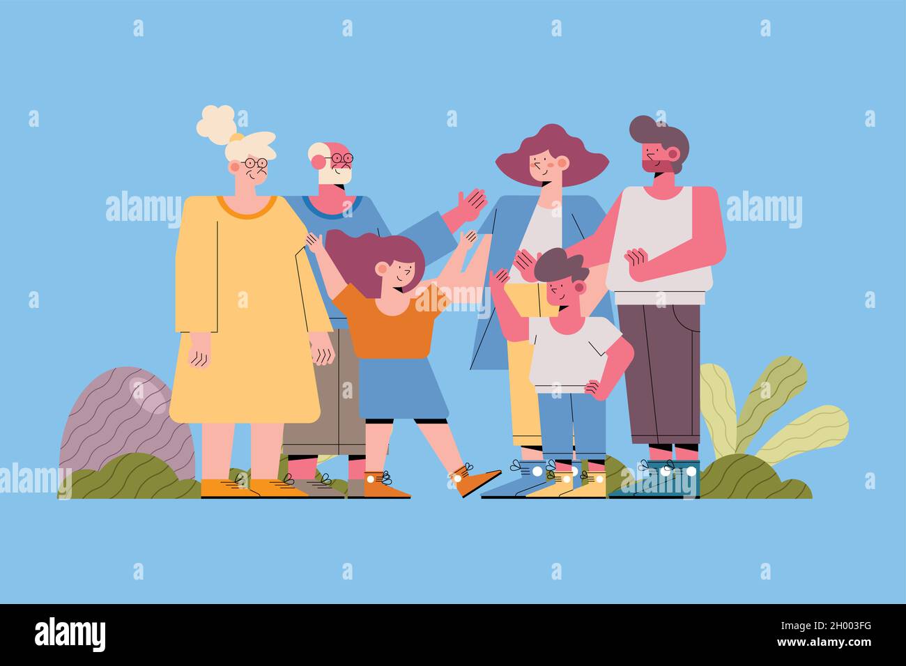 six family members characters scene Stock Vector Image & Art - Alamy
