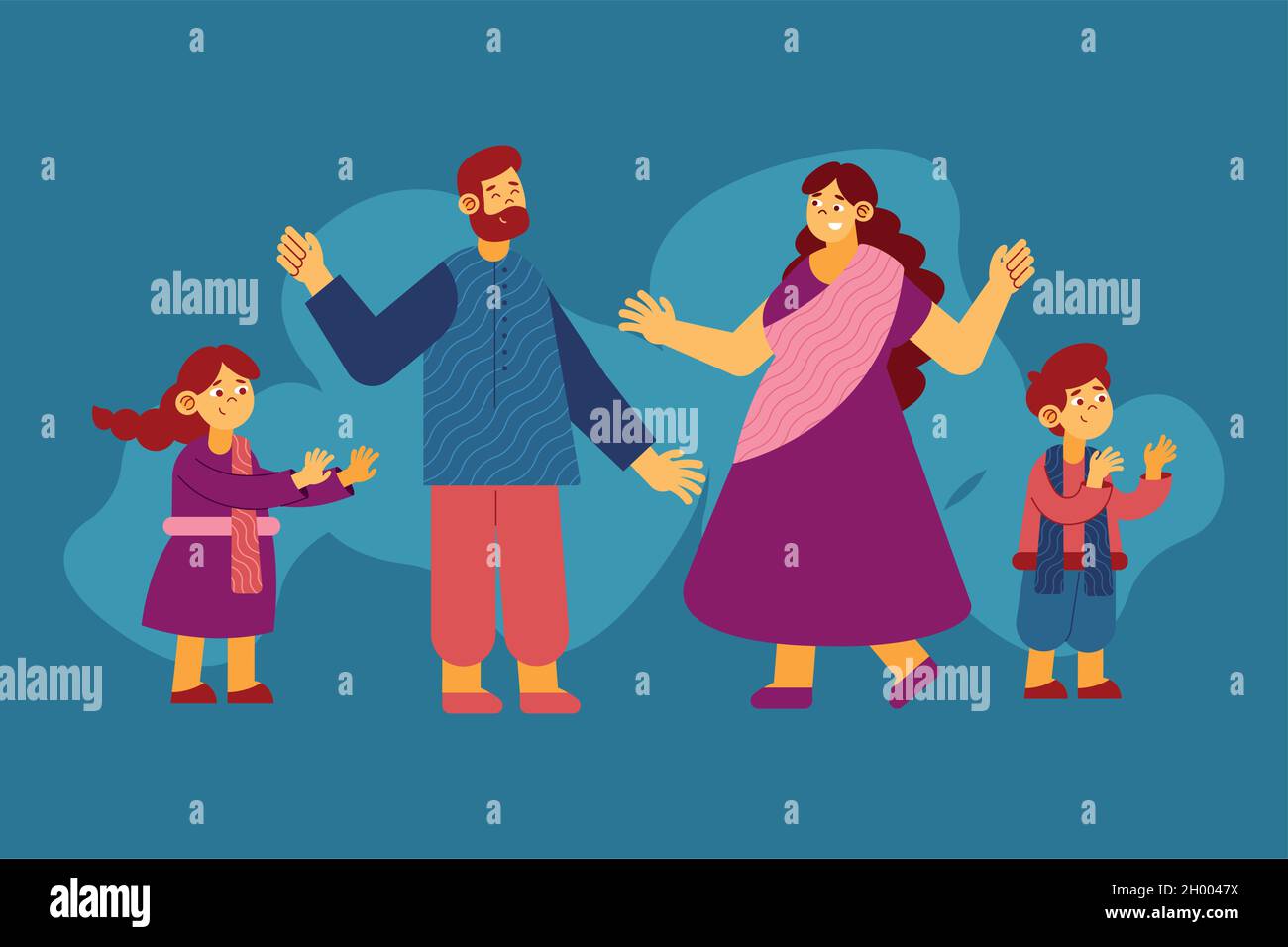 hindu family celebrating diwali characters Stock Vector Image & Art - Alamy