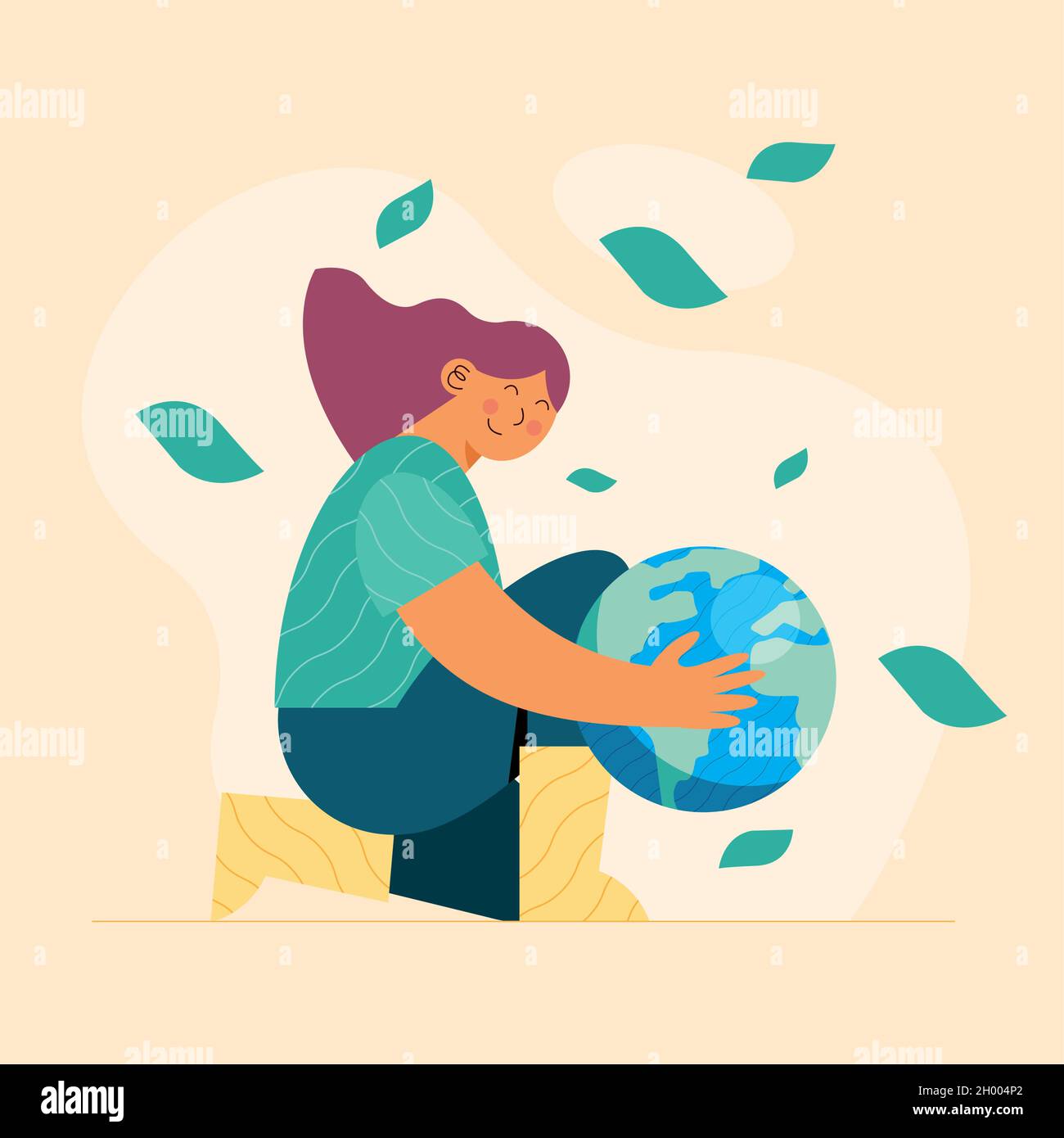 woman seated lifting earth character Stock Vector Image & Art - Alamy