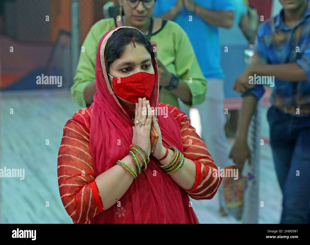 Beawar, Rajasthan, India, October 9, 2021: Hindu devotee offers prayers ...