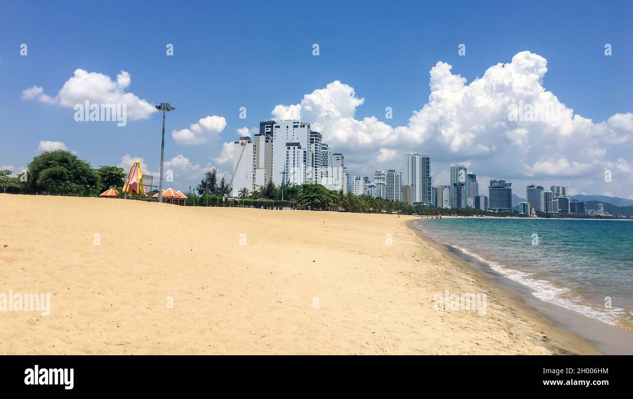 A long sandy beach - a tourist destination in Nha Trang Bay, Khanh Hoa ...