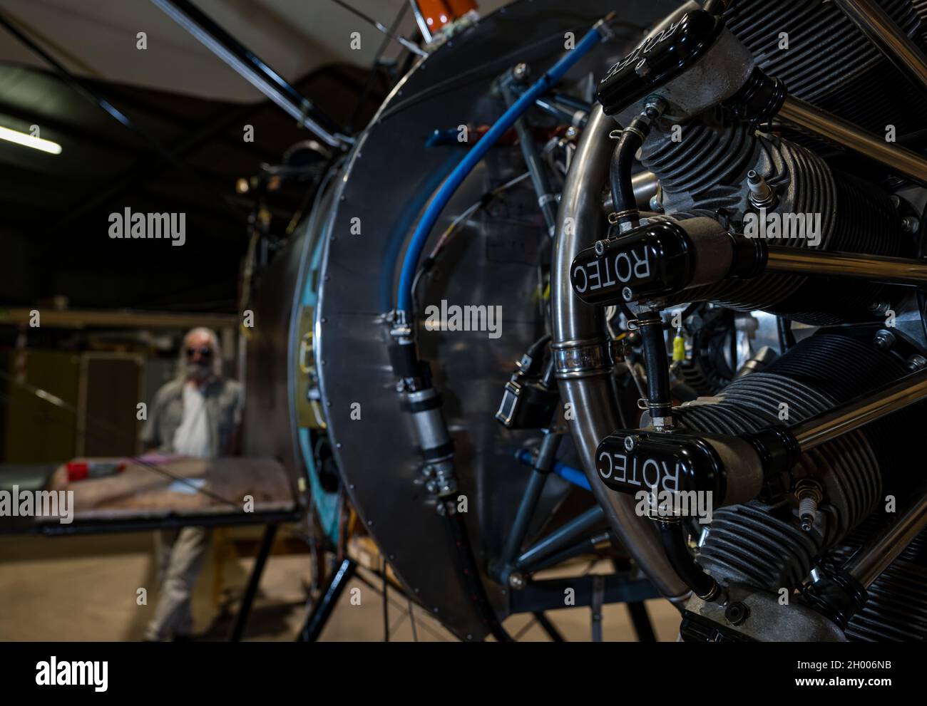 A replica WWI Sopwith 1 1/2 Strutter aeroplane biplane under ...