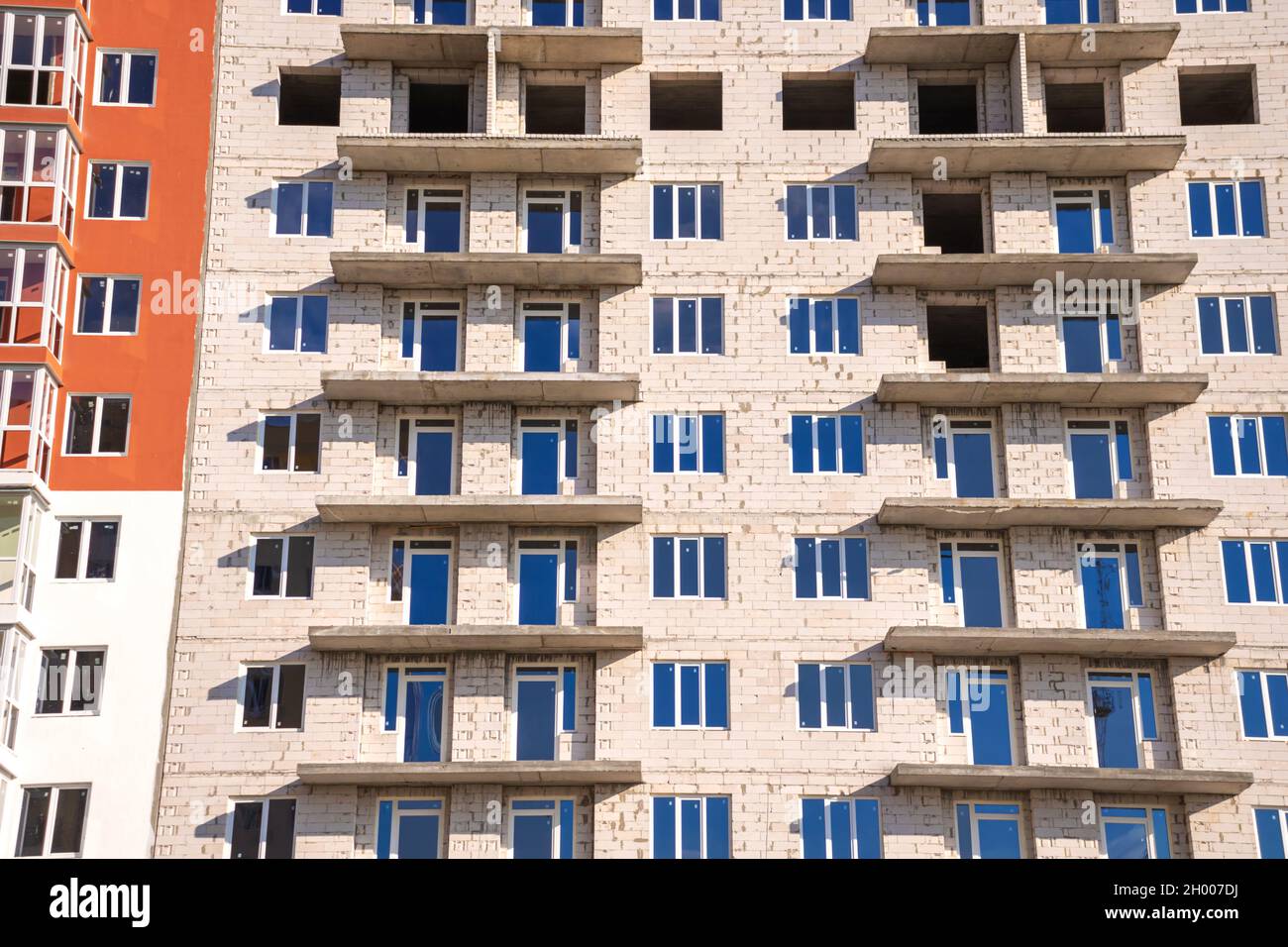 Construction site of new residential building, real estate industry ...