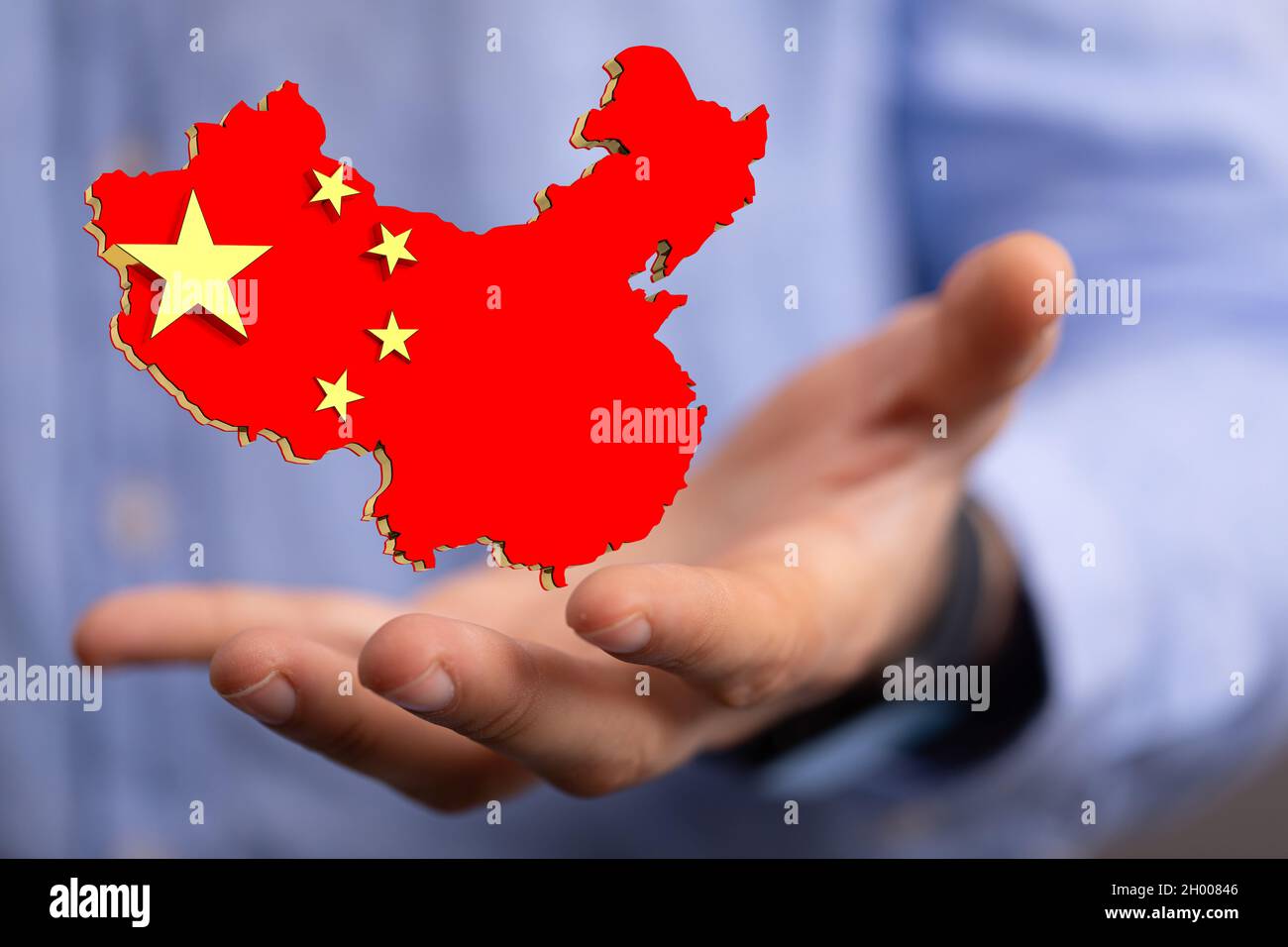 A 3d illustration of the Peoples Republic of China Flag floating on a ...