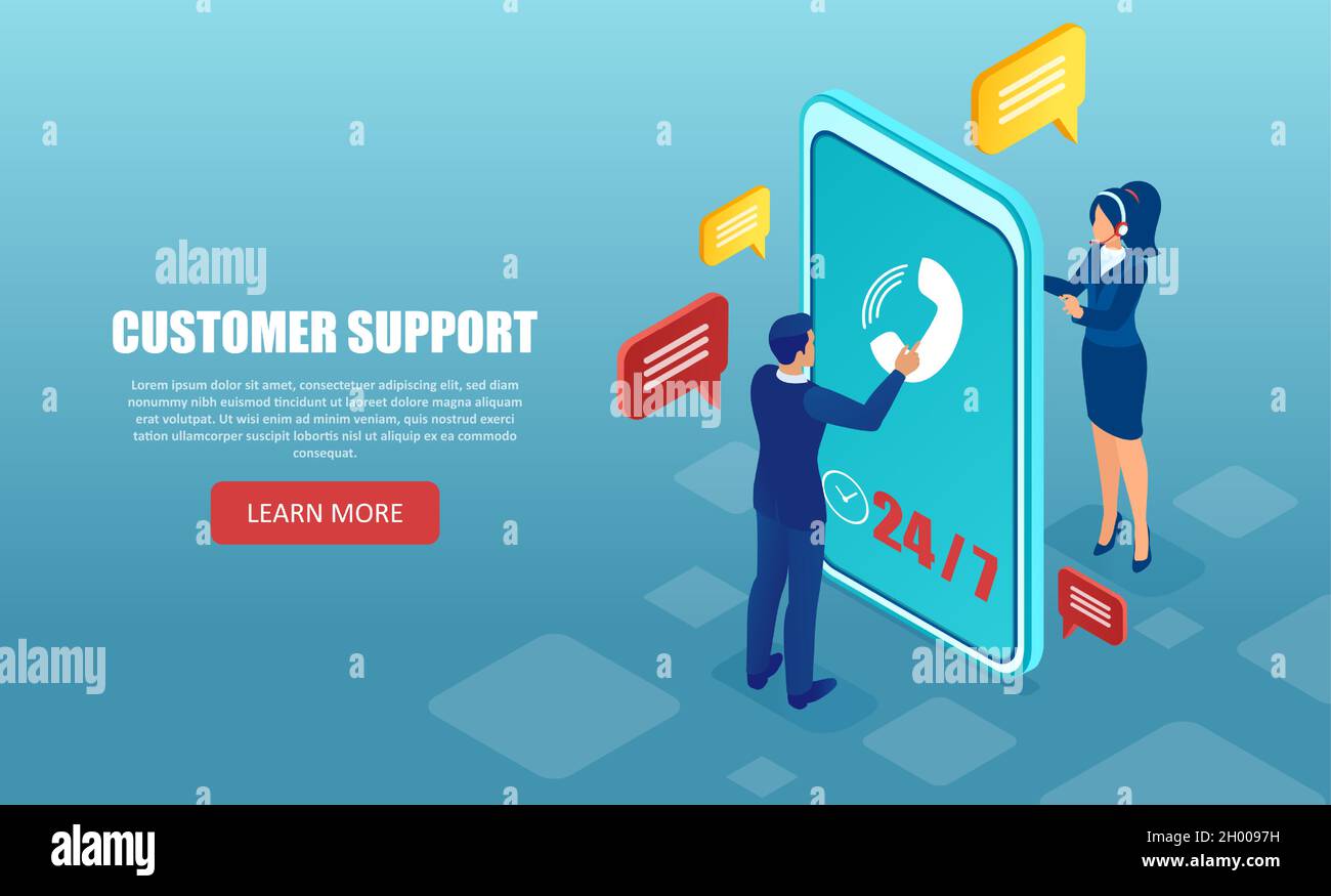 Vector of a businessman calling customer support hot line service Stock ...