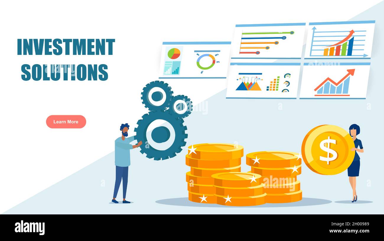 Vector of business people offering successful investment solutions ...