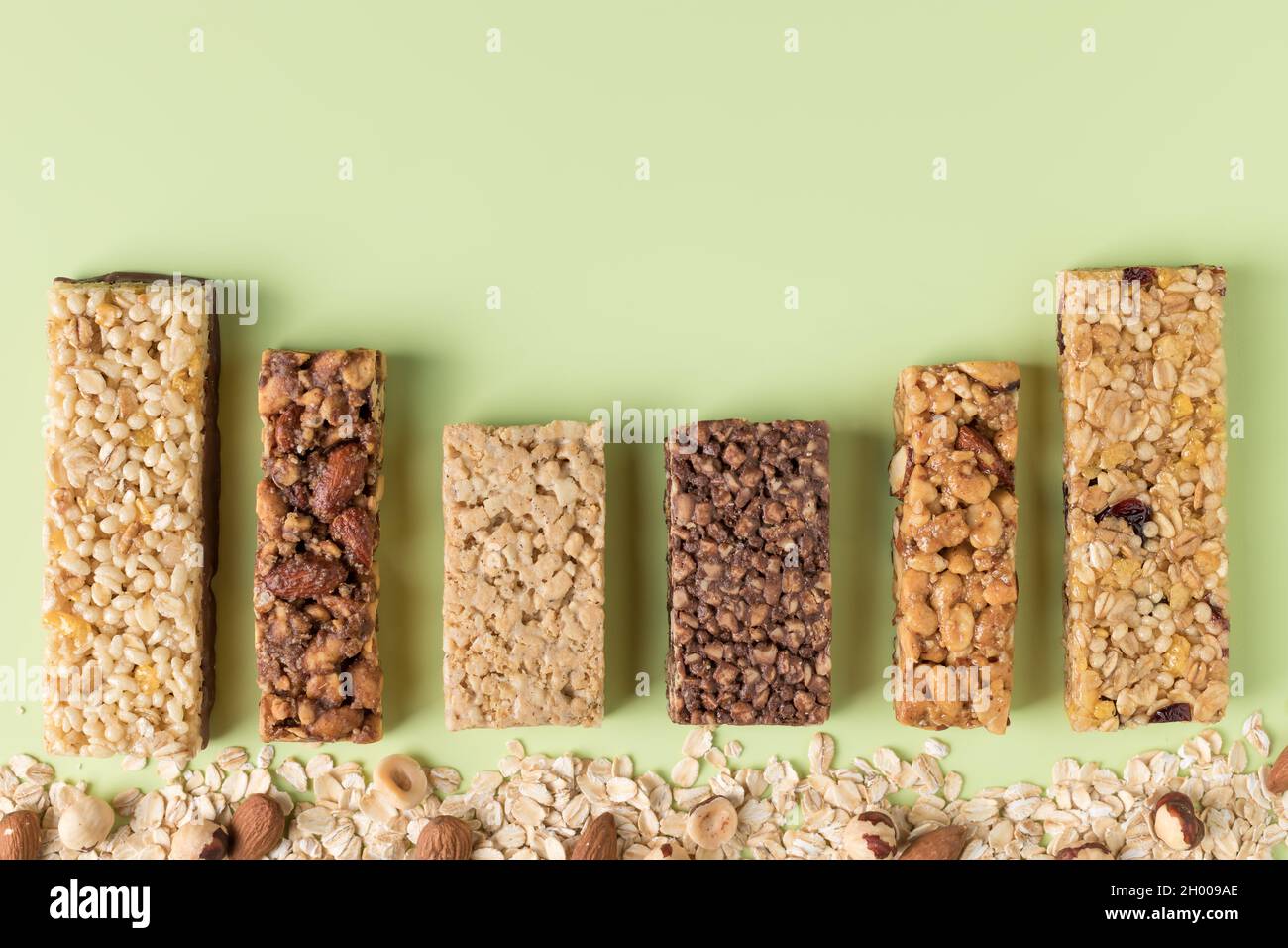 various energy protein bars with ingredients Stock Photo - Alamy
