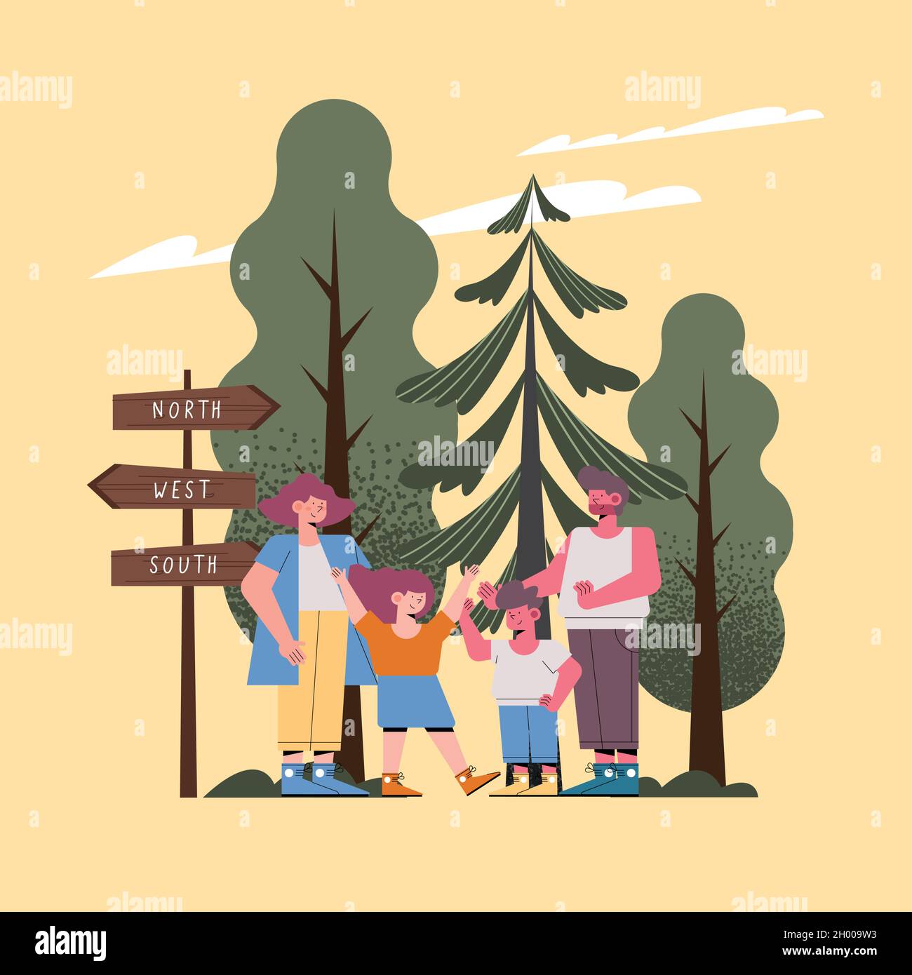 four family members characters scene Stock Vector Image & Art - Alamy