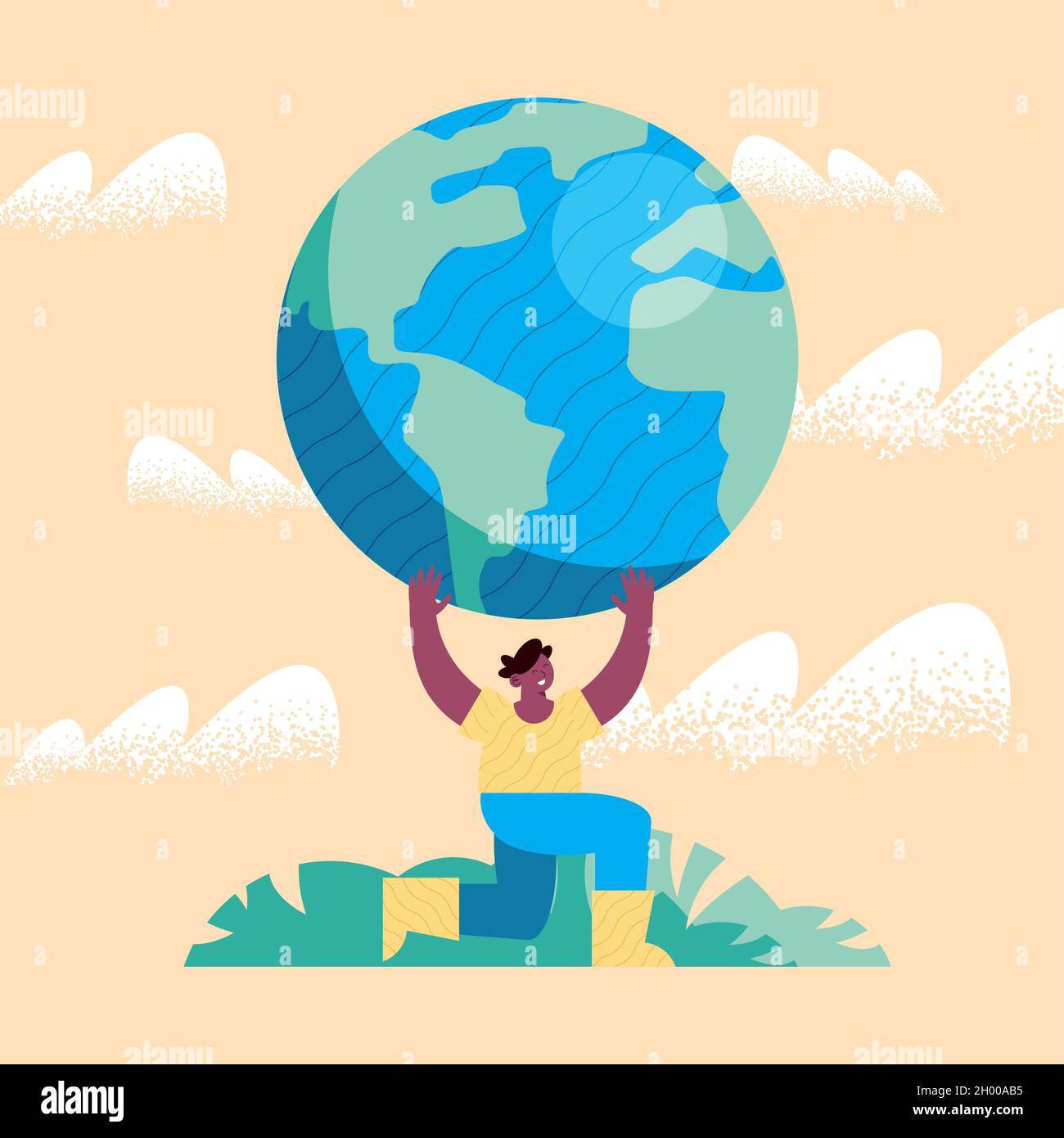 man lifting earth planet scene Stock Vector Image & Art - Alamy