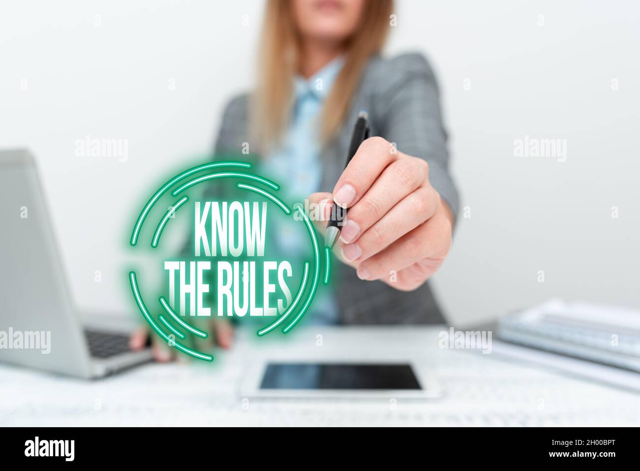 Hand writing sign Know The Rules. Word Written on set explicit or ...