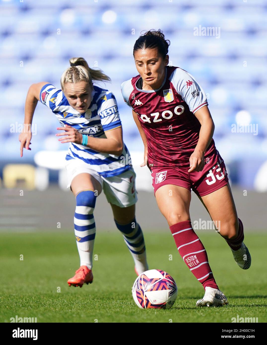 Reading's Faye Bryson (left) and Aston Villa's Mayumi Pacheco battle ...