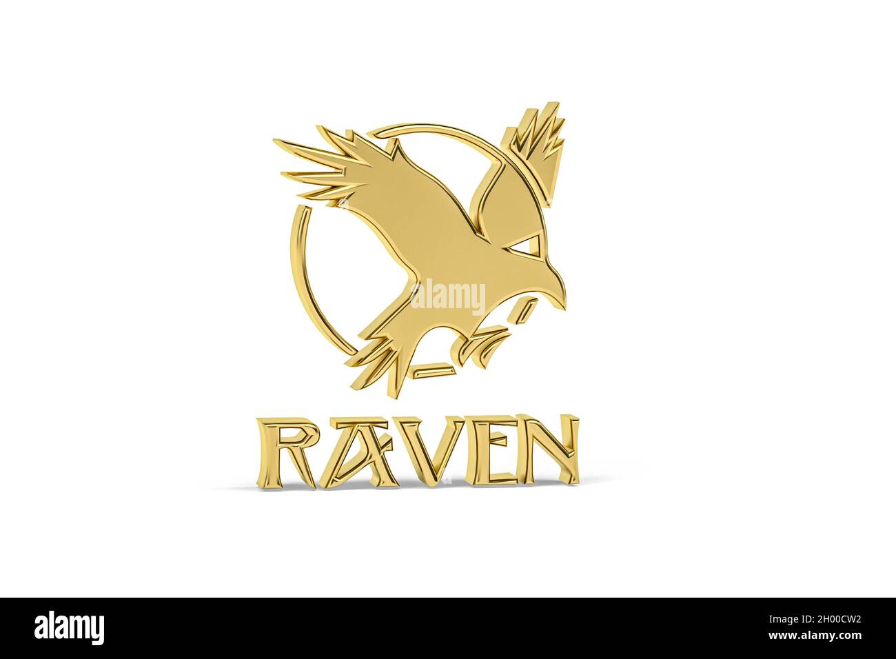 Golden 3d raven icon isolated on white background - 3d render Stock ...