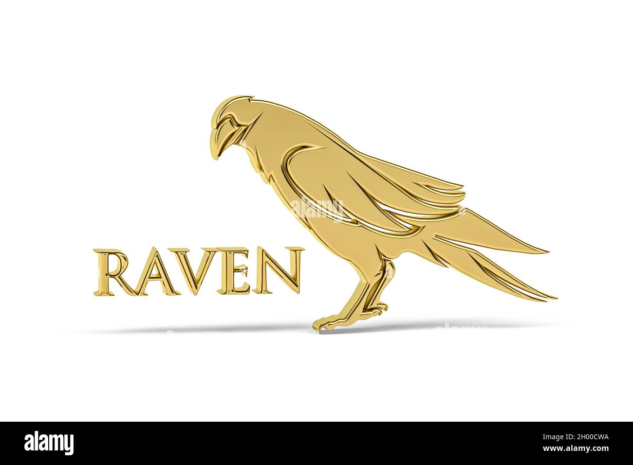 Golden 3d raven icon isolated on white background - 3d render Stock ...