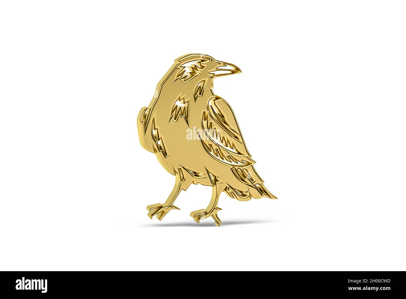 Golden 3d raven icon isolated on white background - 3d render Stock ...