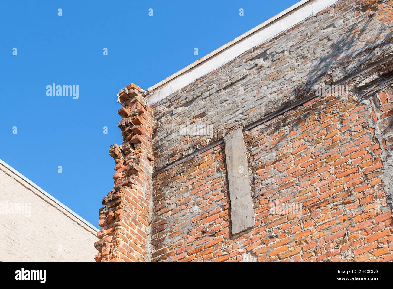 Exposed Bricks on Crumbling Wall in Downtown New Orleans Stock Photo ...