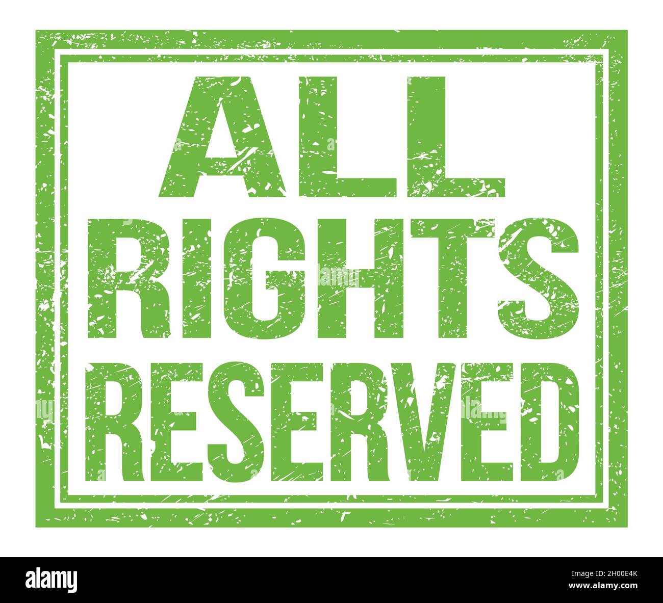 ALL RIGHTS RESERVED, written on green grungy stamp sign Stock Photo - Alamy