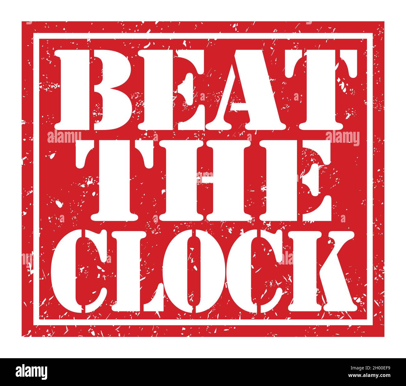 BEAT THE CLOCK, words written on red stamp sign Stock Photo - Alamy