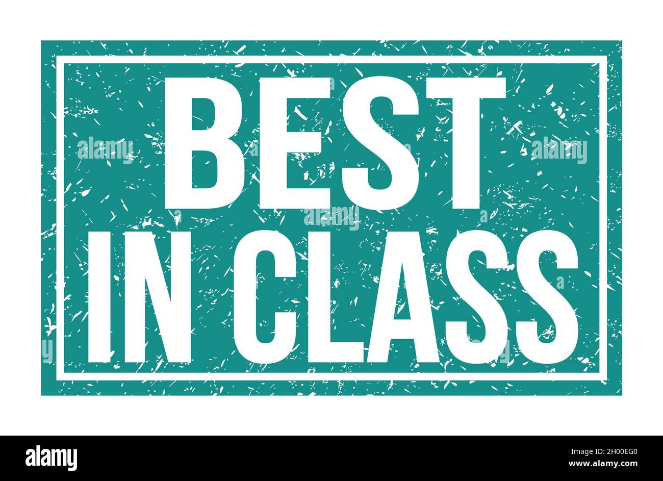BEST IN CLASS, words written on blue rectangle stamp sign Stock Photo ...