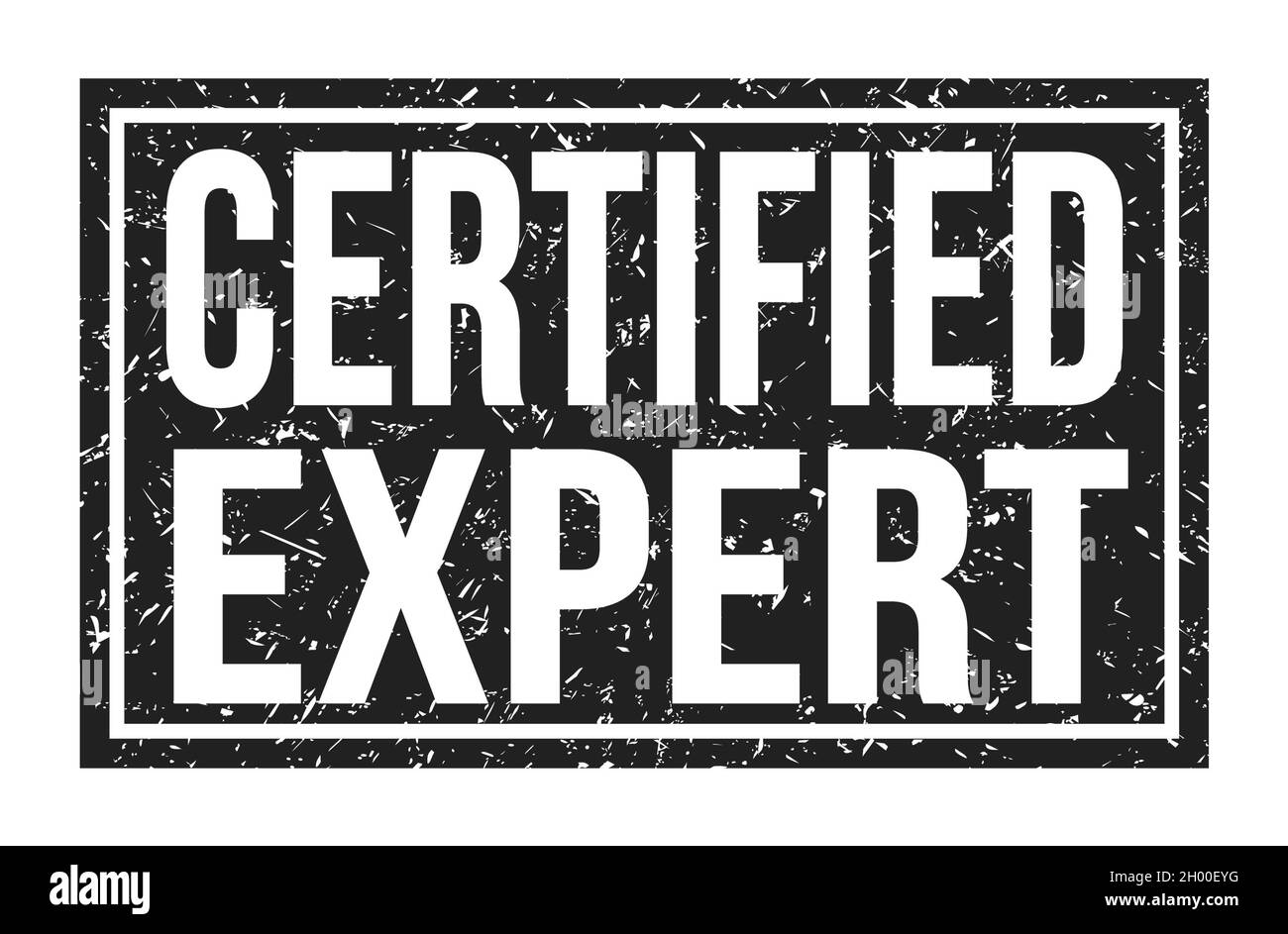 CERTIFIED EXPERT, words written on black rectangle stamp sign Stock ...