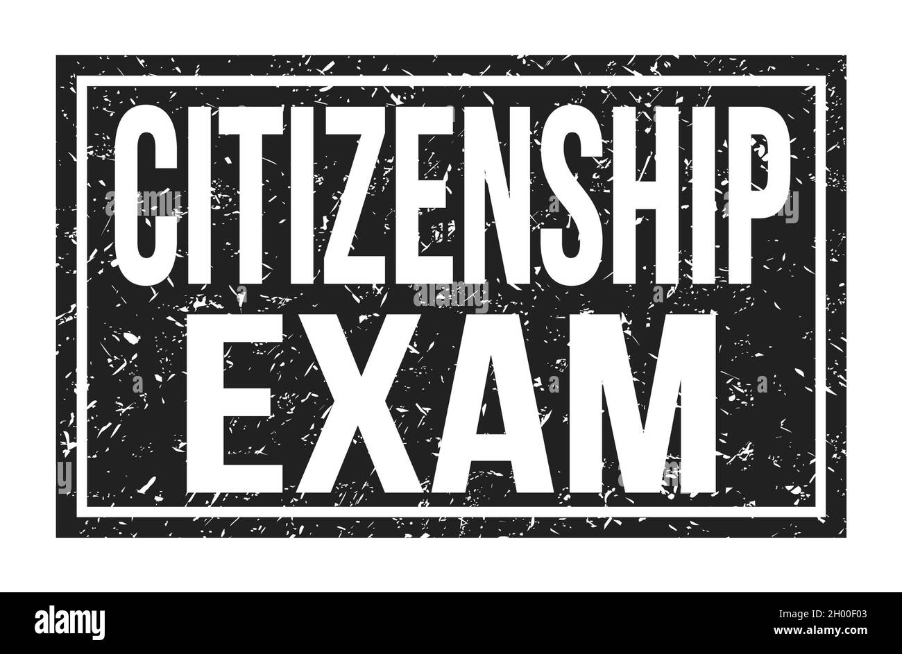 CITIZENSHIP EXAM, words written on black rectangle stamp sign Stock ...