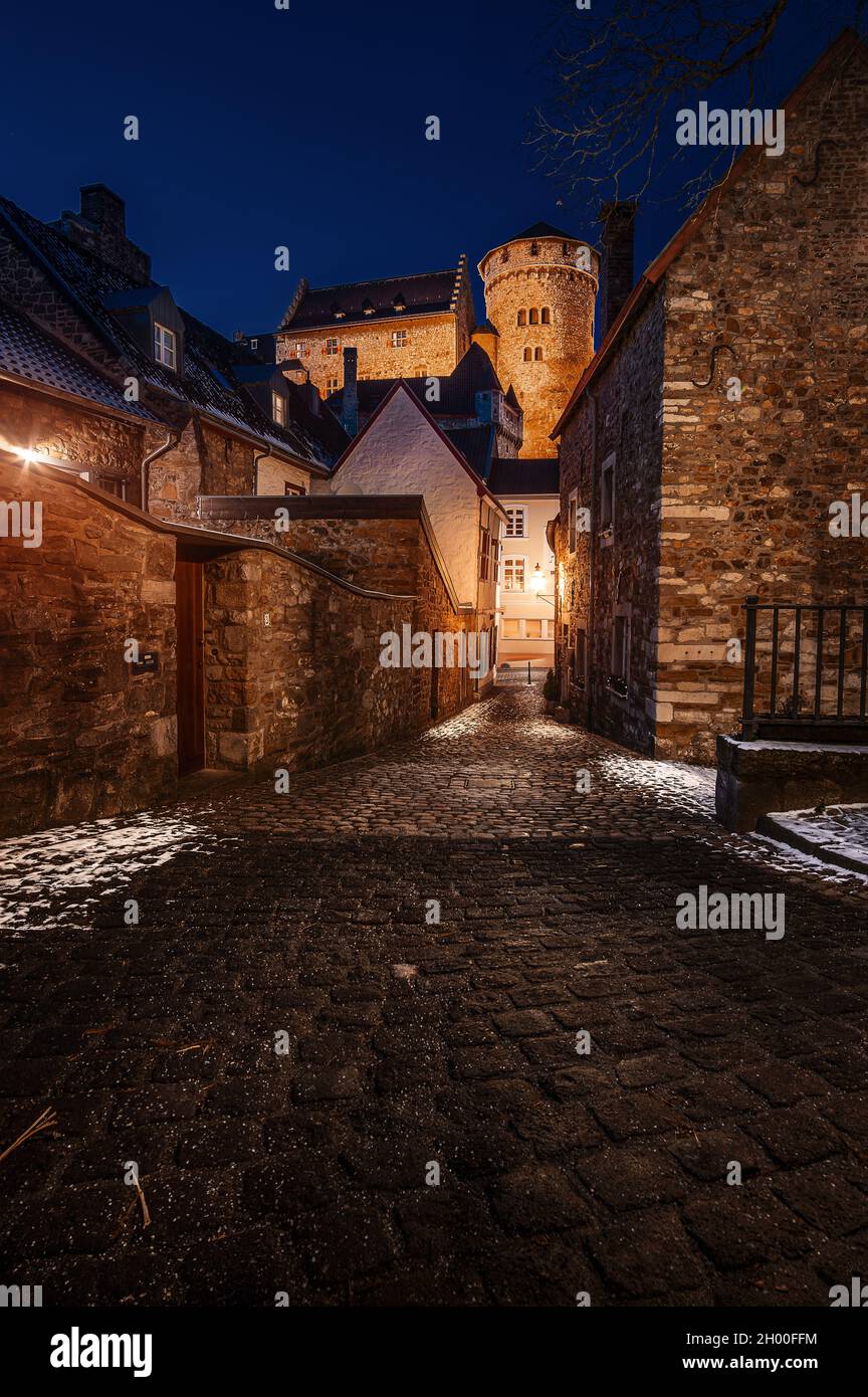 The Stolberg castle in winter night Stock Photo - Alamy
