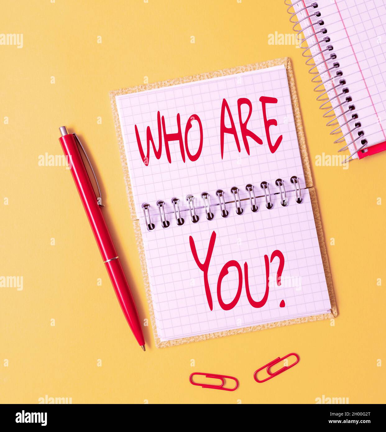 Handwriting text Who Are You Question. Business overview asking about ...