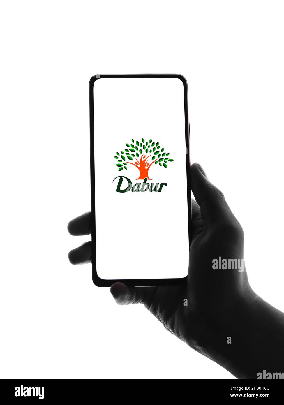 West Bangal, India - October 09, 2021 : Dabur logo on phone screen ...