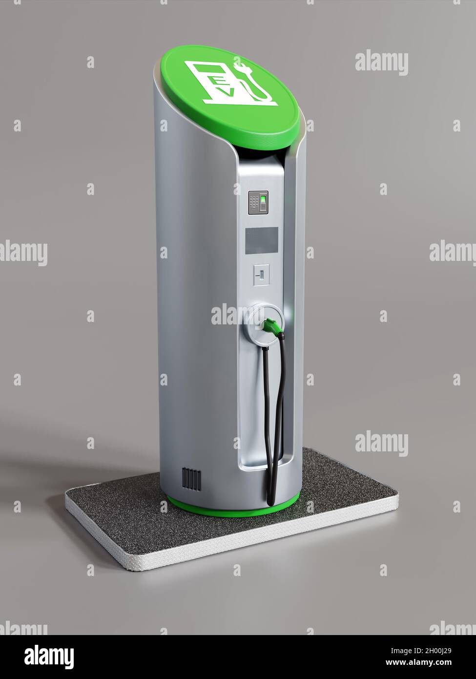 3D rendering of EV charging station on gray background Stock Photo - Alamy
