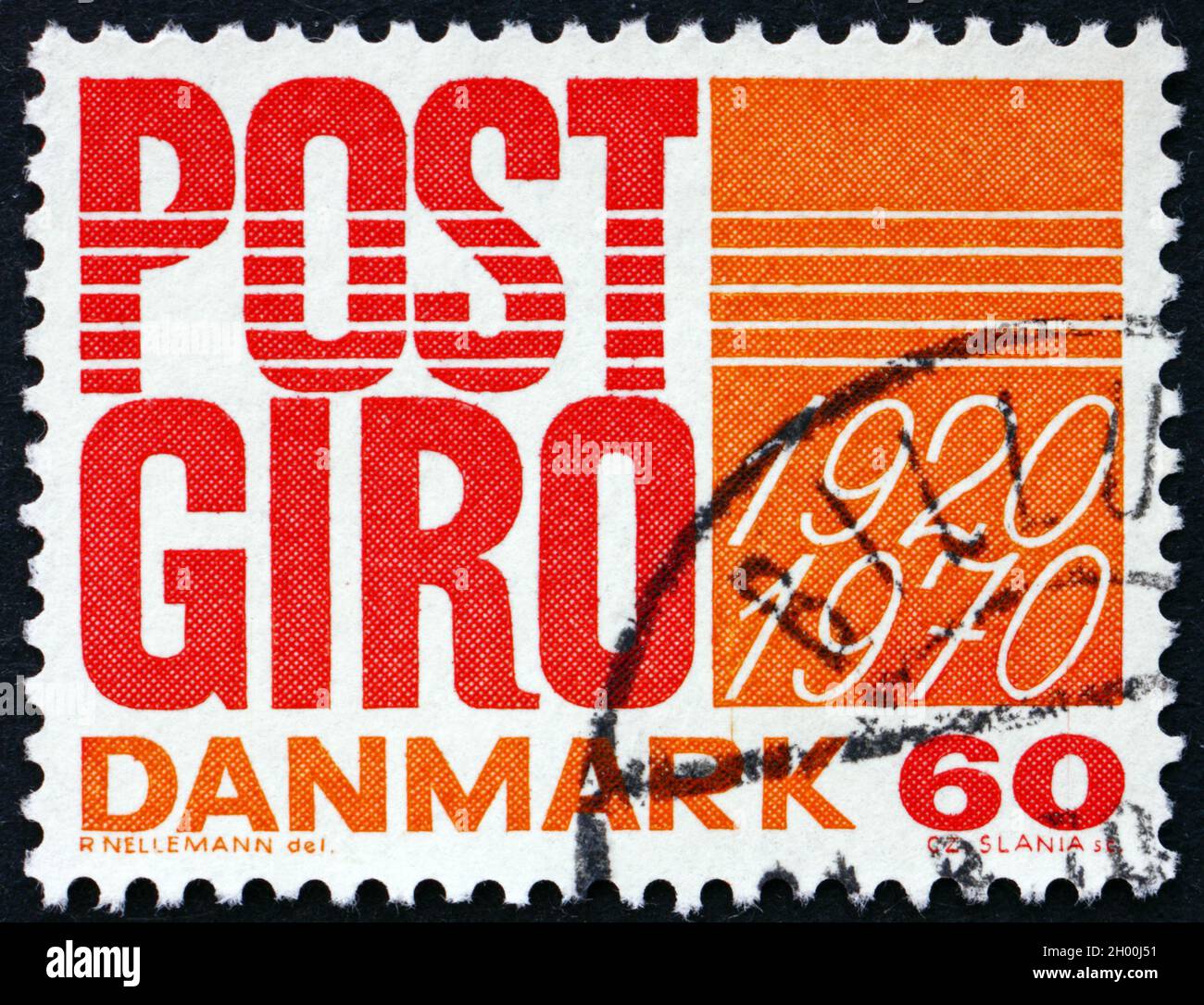 DENMARK - CIRCA 1970: a stamp printed in Denmark dedicated to Post ...