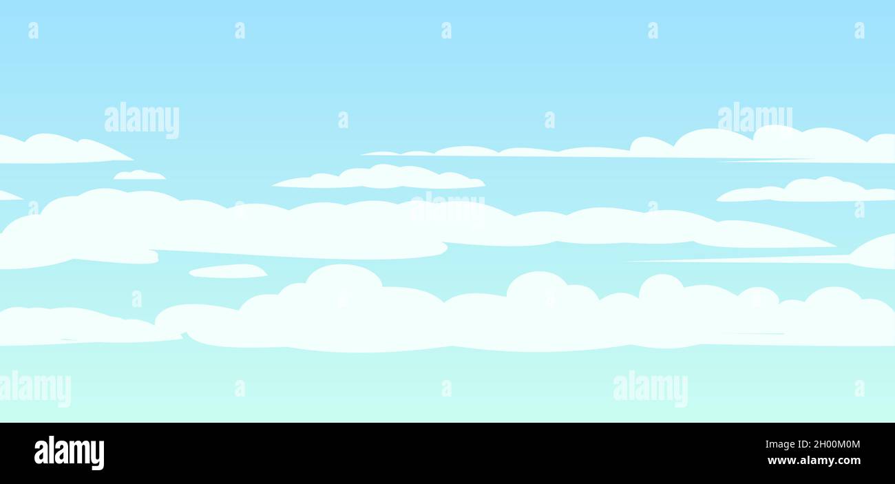Sky clouds background. Illustration in cartoon style flat design ...