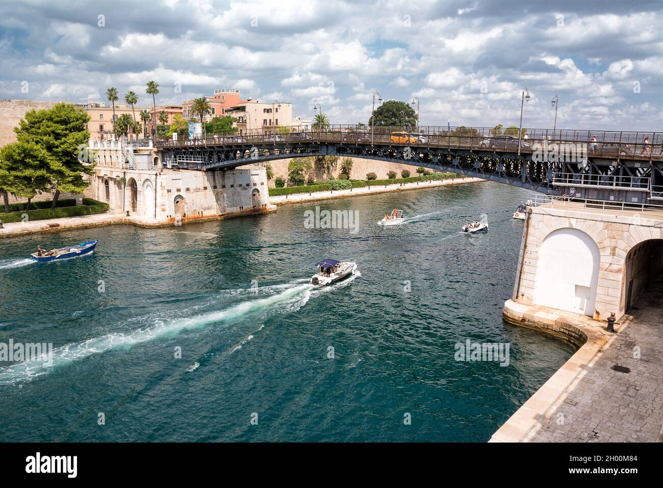 Taranto, Italy - 18 august 2021: The swing bridge of Taranto that ...