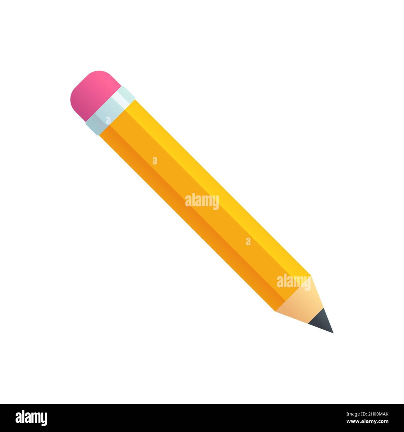 Simple cartoon pencil icon, flat vector clip art illustration Stock ...