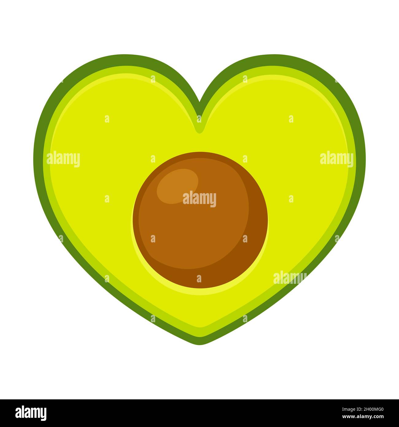 Heart shaped avocado cross section. Avocado love, healthy food. Cartoon ...