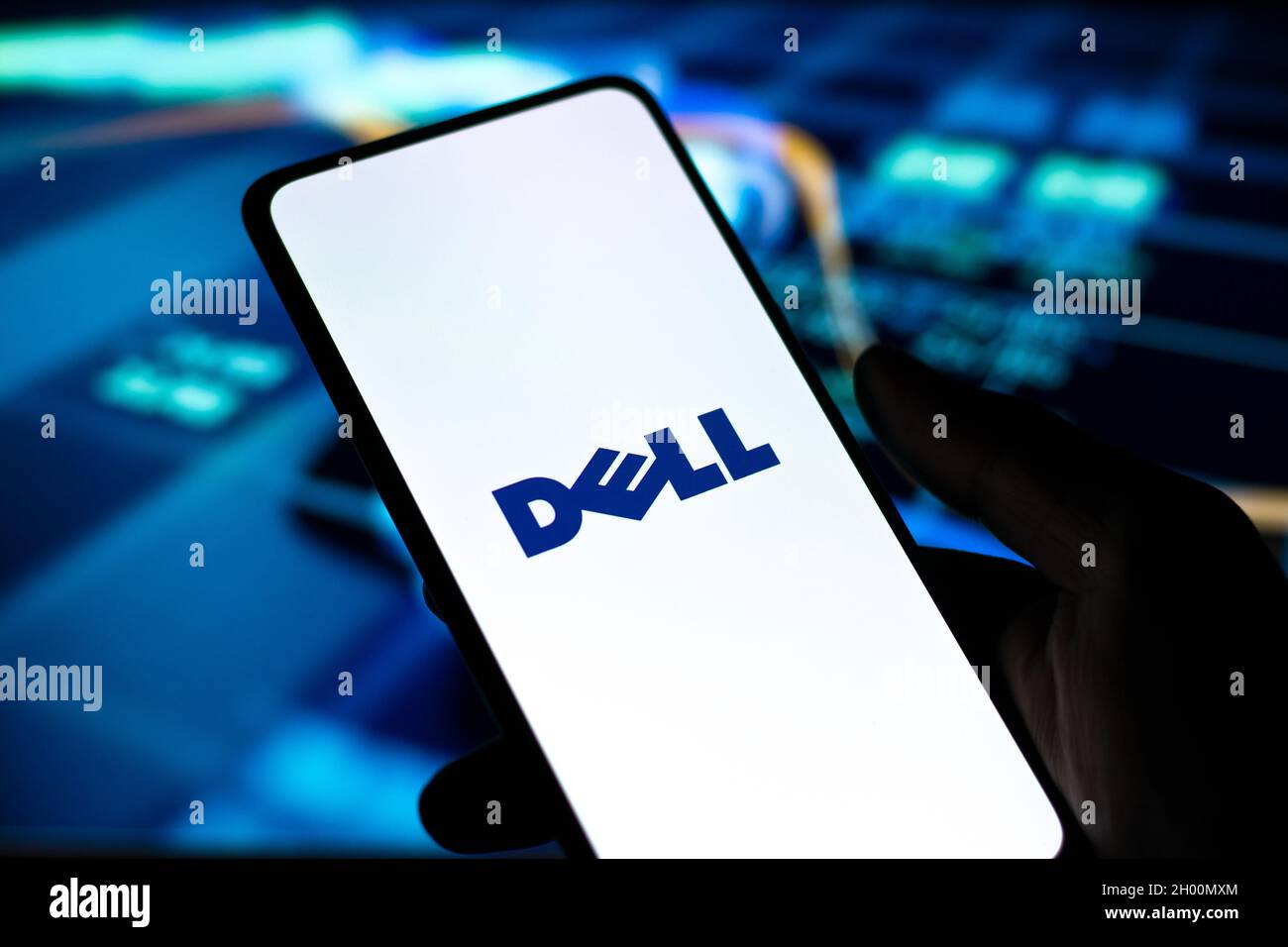 West Bangal, India - October 09, 2021 : Dell logo on phone screen stock ...