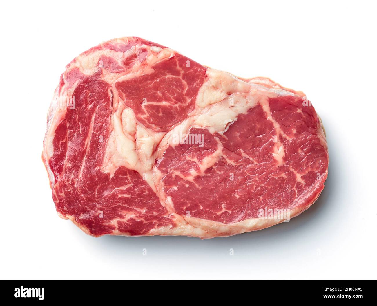 Raw entrecote steak isolated on white background, top view Stock Photo ...