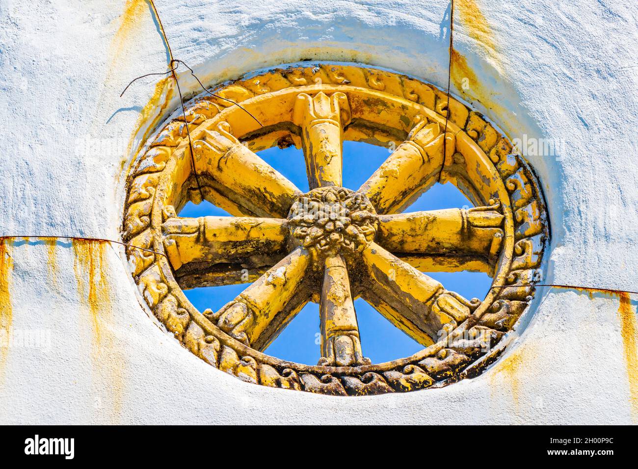 Statues symbols details and architecture of Thai temple at tropical ...