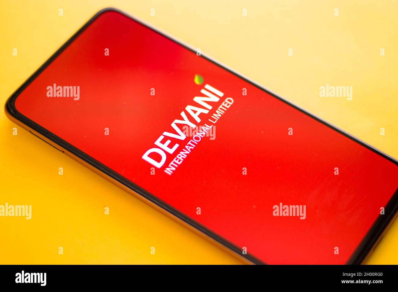 West Bangal, India - October 09, 2021 : Devyani logo on phone screen ...