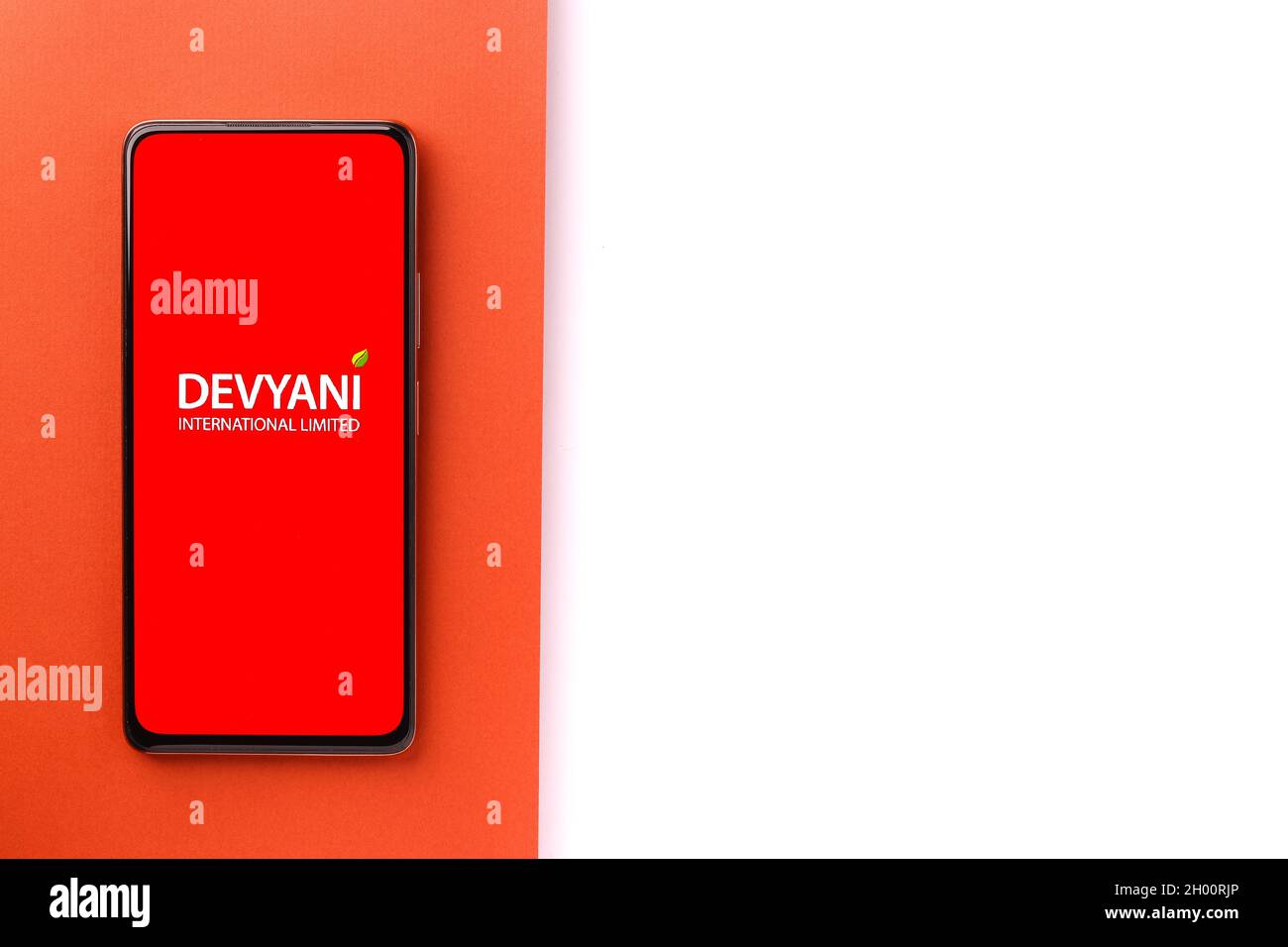 West Bangal, India - October 09, 2021 : Devyani logo on phone screen ...