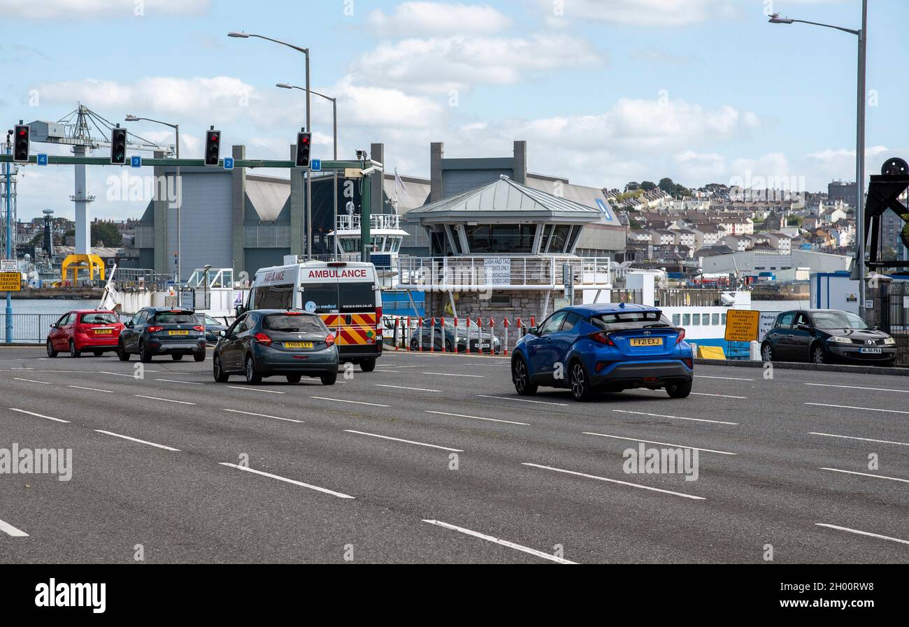 Torpoint, Cornwall, England, UK. 2021. The car ferry terminal at ...
