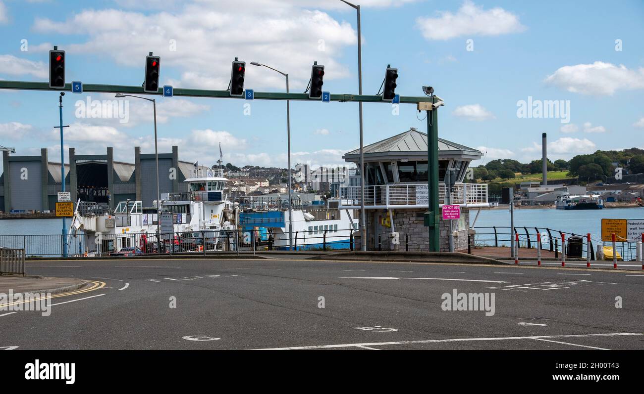 Torpoint, Cornwall, England, UK. 2021. The car ferry terminal at ...