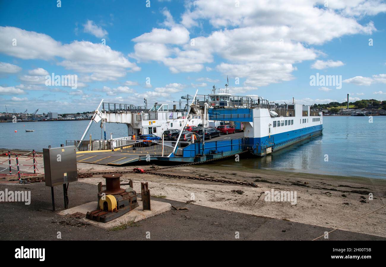Torpoint, Cornwall, England, UK. 2021. Chain roro ferry departing ...
