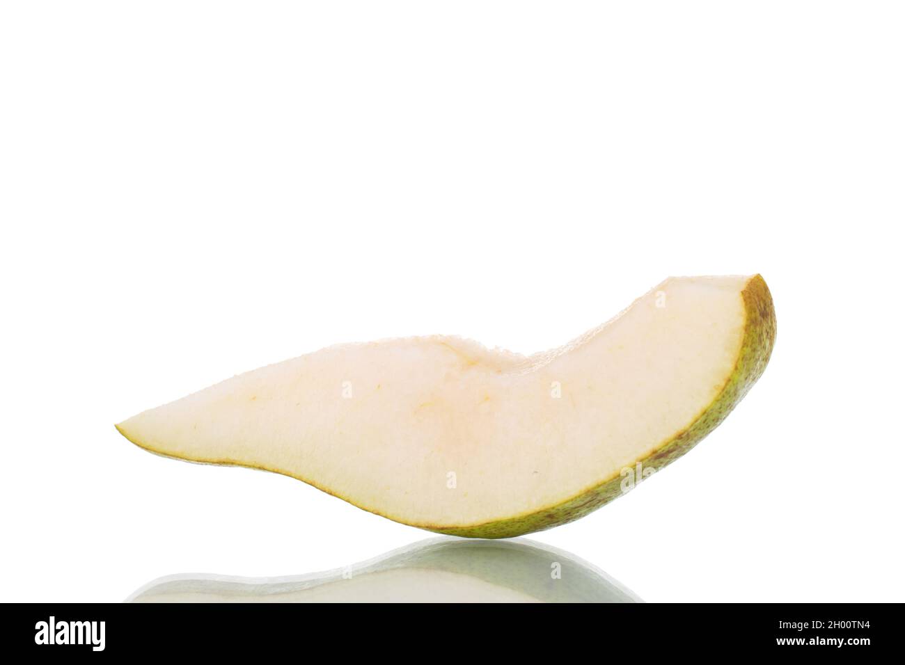 One sweet pear slice, close-up, isolated on white Stock Photo - Alamy