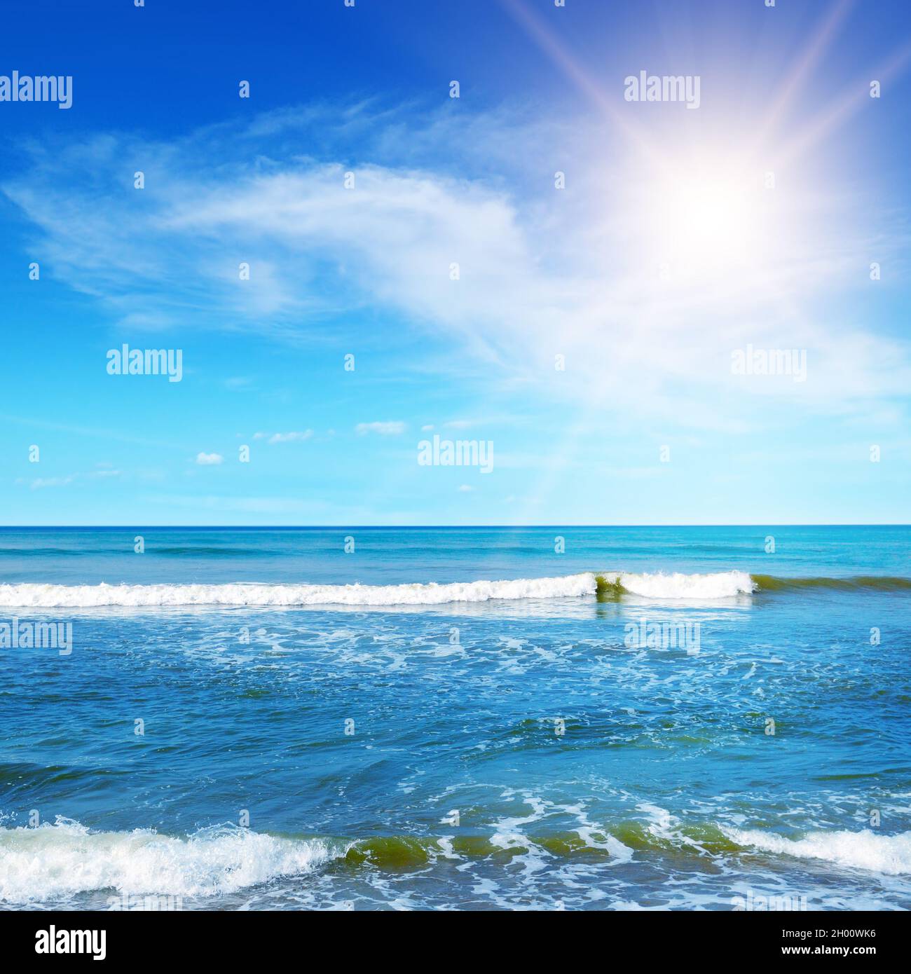 Beautiful background image of tropical beach. Bright summer sun over ...